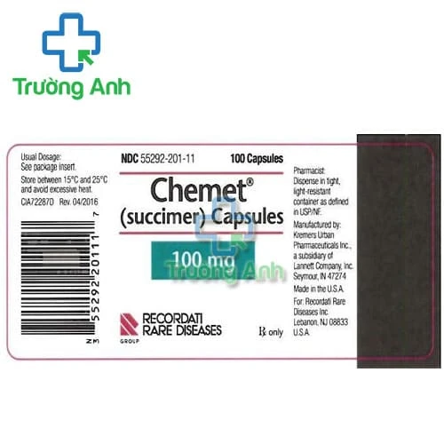 Chemet (Succimer) capsules 100mg Lannett - Thuốc điều trị ngộ độc chì